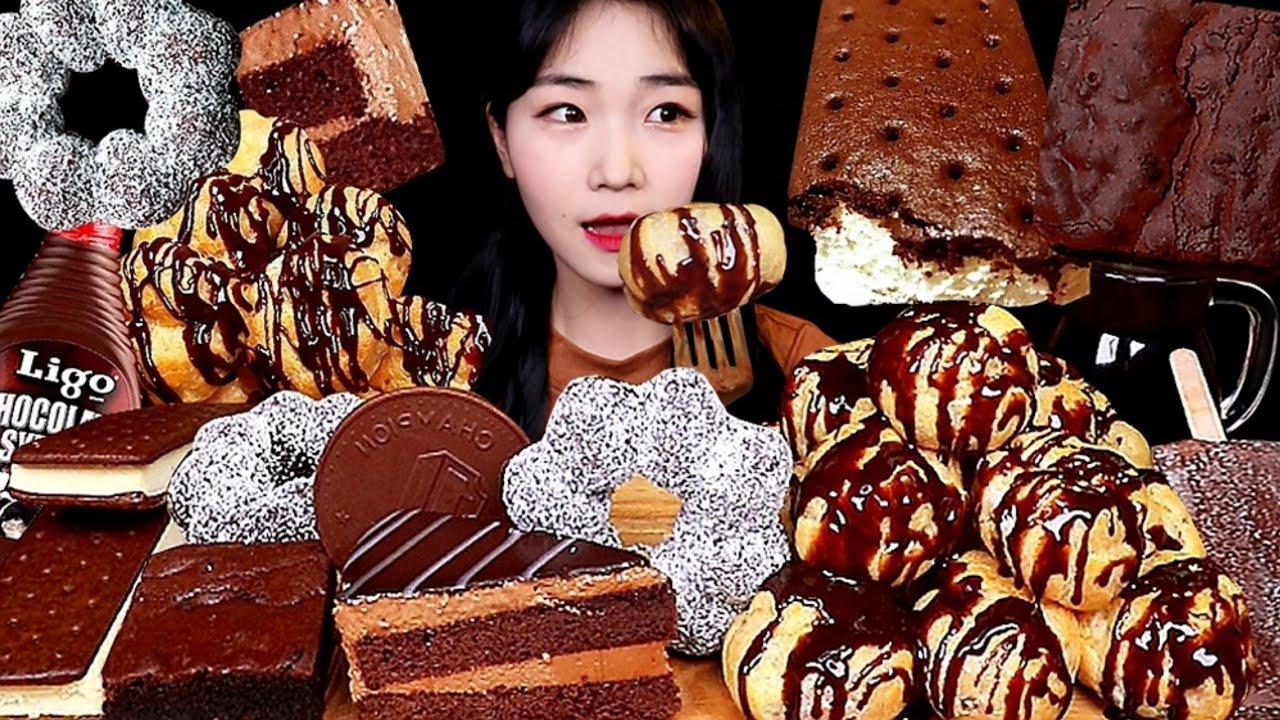 Asmr Mukbang🍫프로피테롤 베이비슈 케이크 아이스크림 브라우니 도넛 디저트 먹방 Profiterole Cream Puff