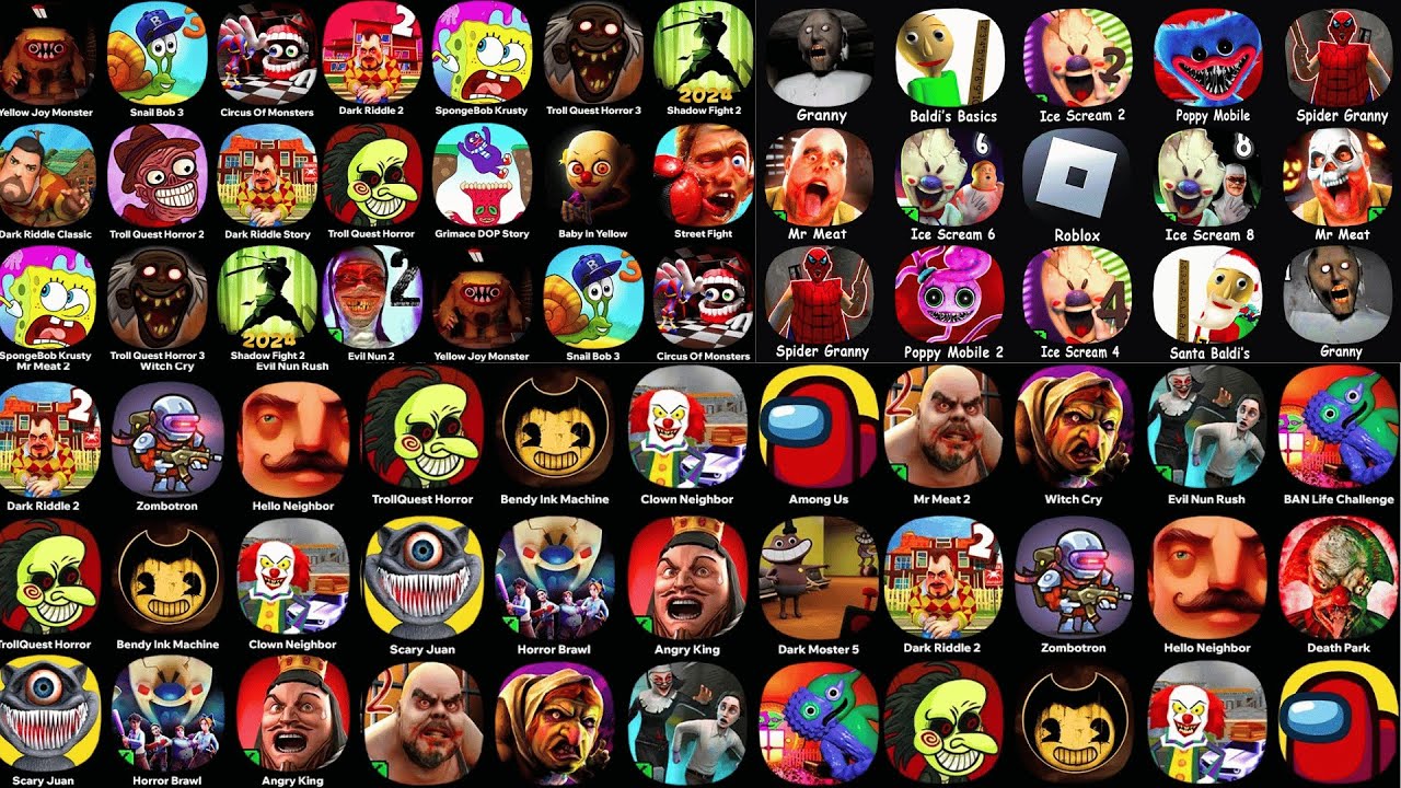 PAC MAN,Dark Riddle,Among Us,Ultimate Bowmasters,Huggy Story,Save The ...