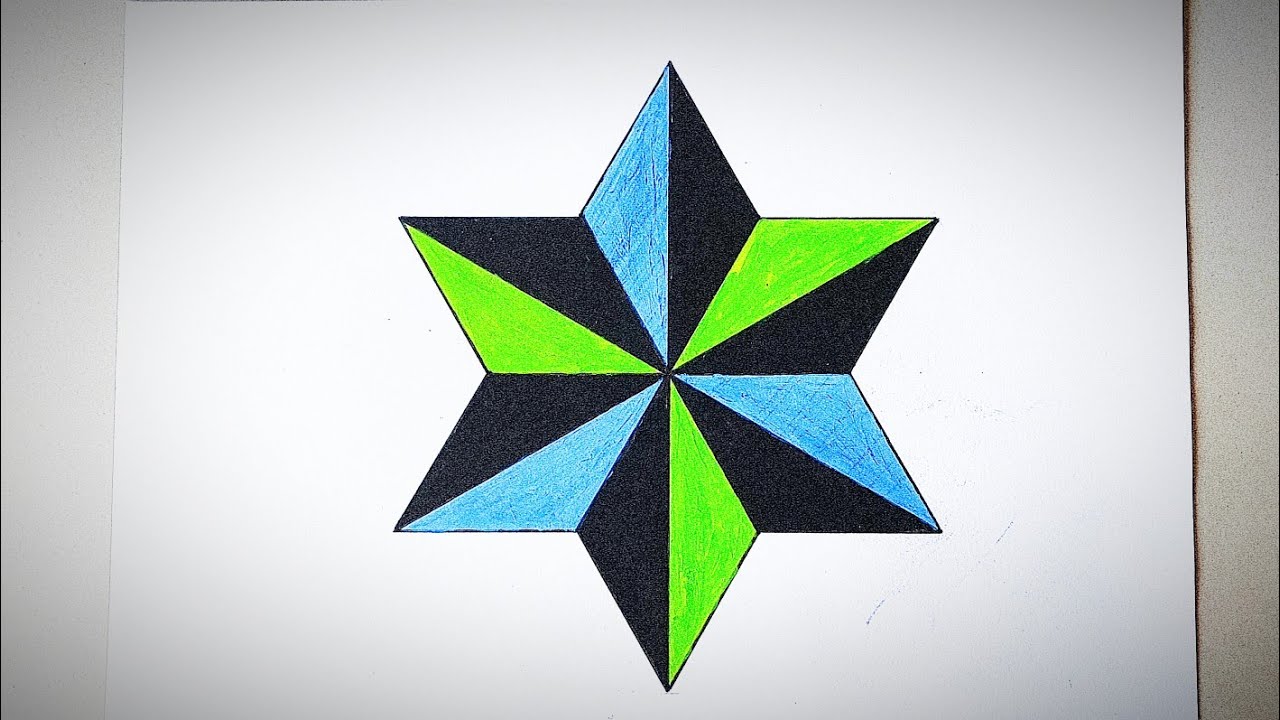 3D Optical illusion Decoration Effect || Geometric Six Point Star Art ...