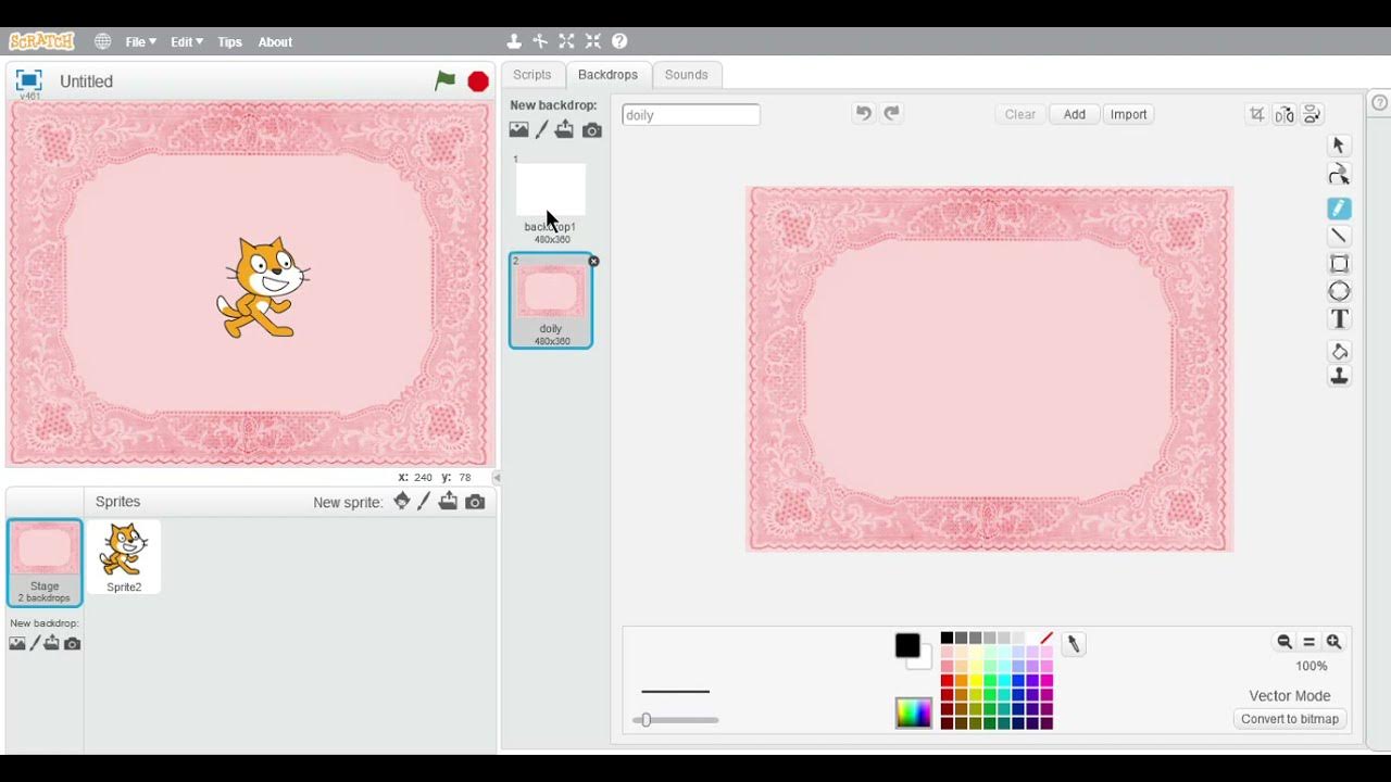 How to add backdrops into scratch 2.0 lesson 1 - YouTube