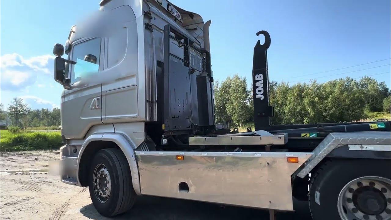 2015 Scania R580 8x4 tridem hooklift w/ JOAB 24h hook - YouTube