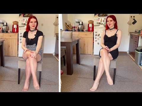 Примеряю колготки разных телесных оттенков с различными нарядами ❤️