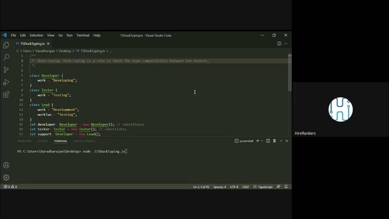 Angular Tutorial - 35 | TypeScript Duck Typing | HireRankers - YouTube
