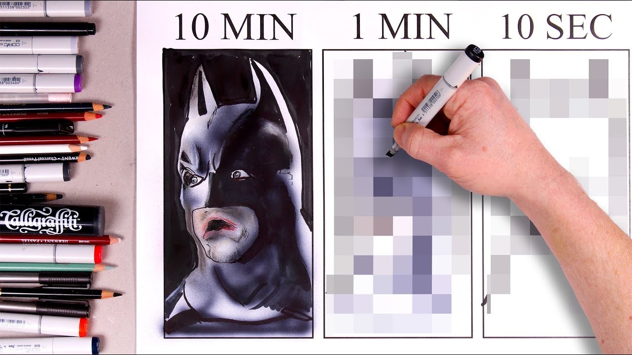 Drawing Batman MEME in 10 MIN, 1 MIN & 10 SEC! - YouTube