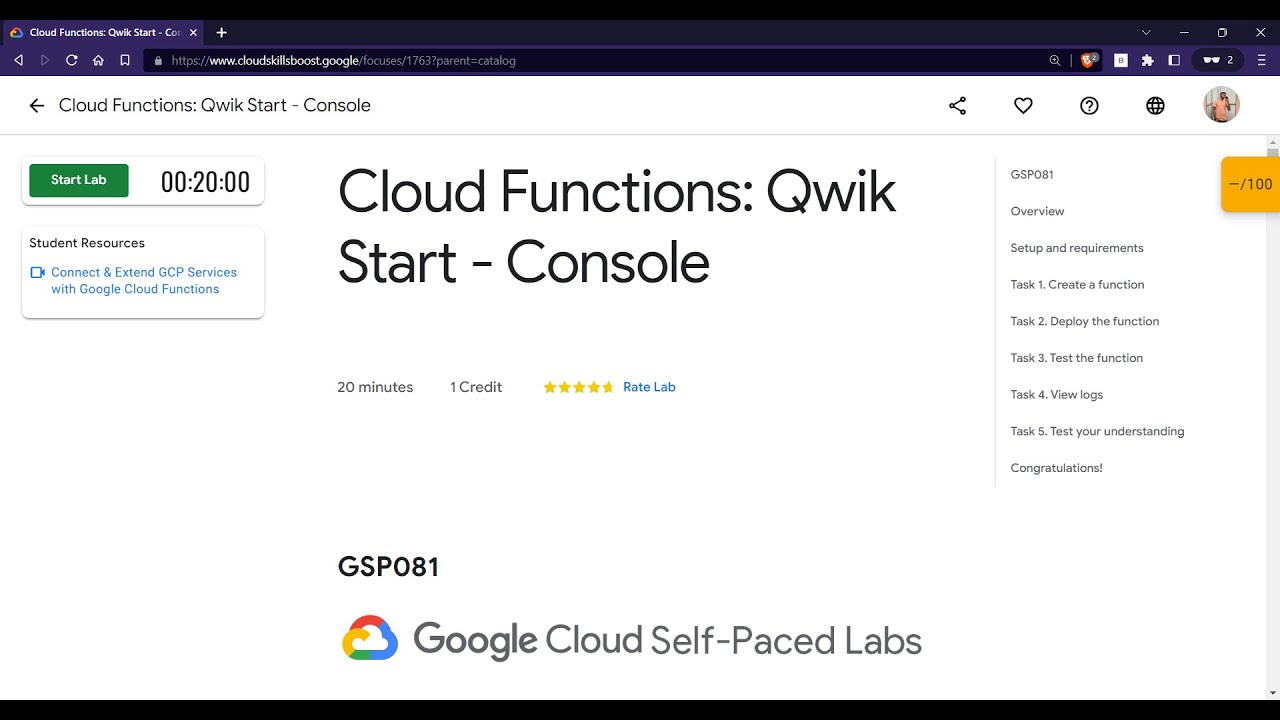 Cloud Functions Qwik Start Console Gccp Qwiklabs Youtube 2320