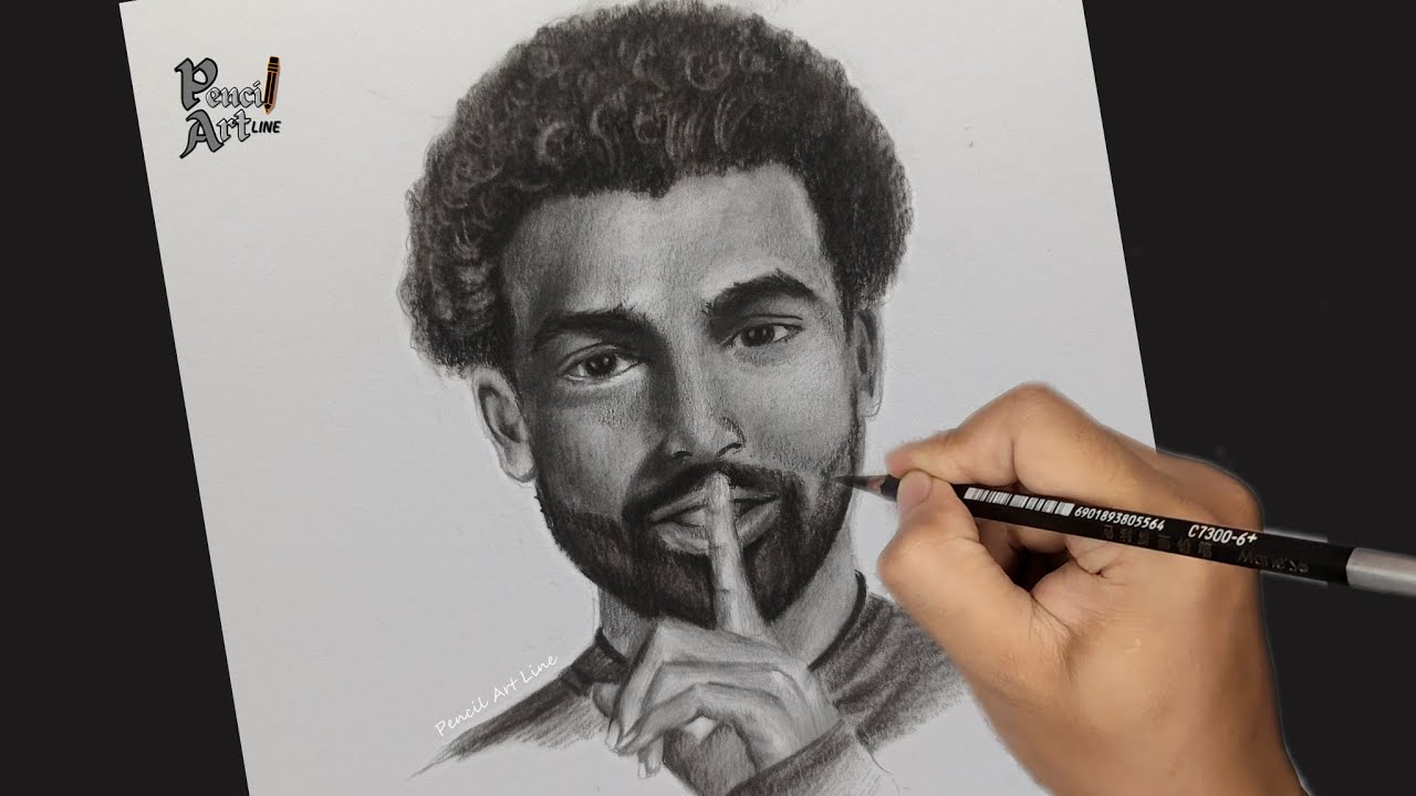 How to Draw a Realistic Face Mohamed Salah || Easy Step by Step Pencil ...
