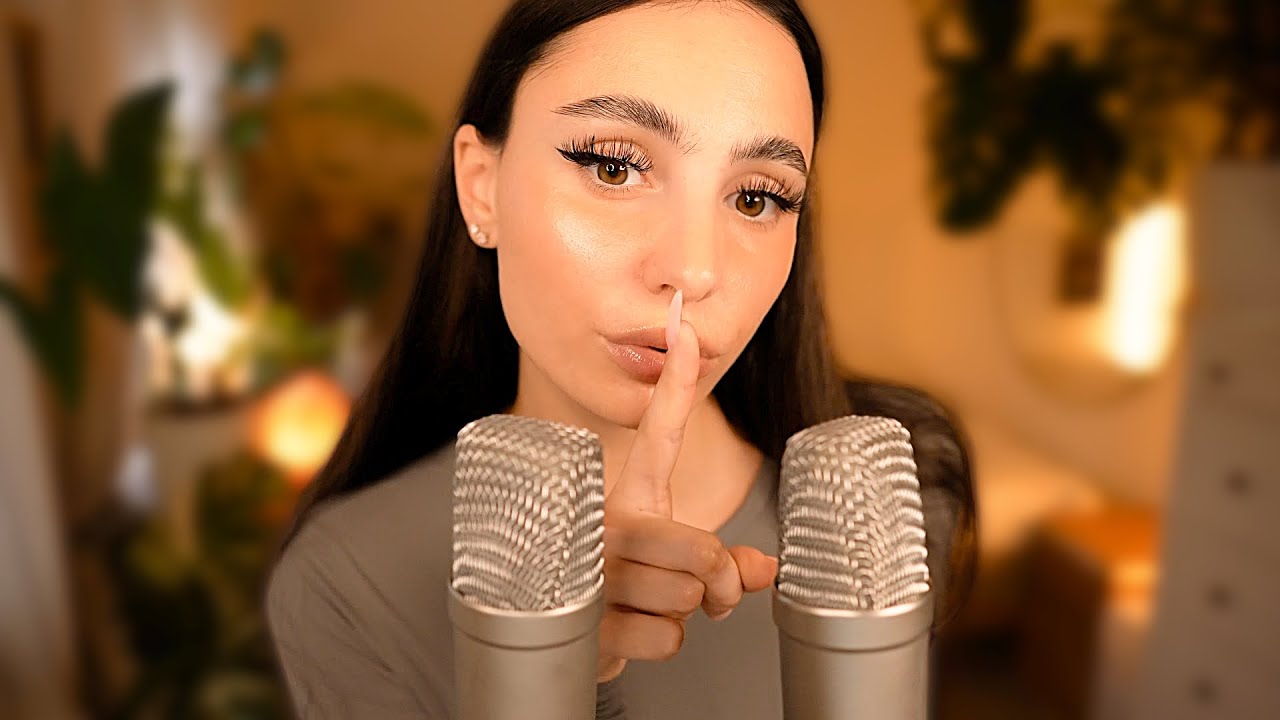 ASMR Wet Inaudible Whispering 🤫 with 2 Mics 🎙️🎙️ for more intensity 💆🏻 ...