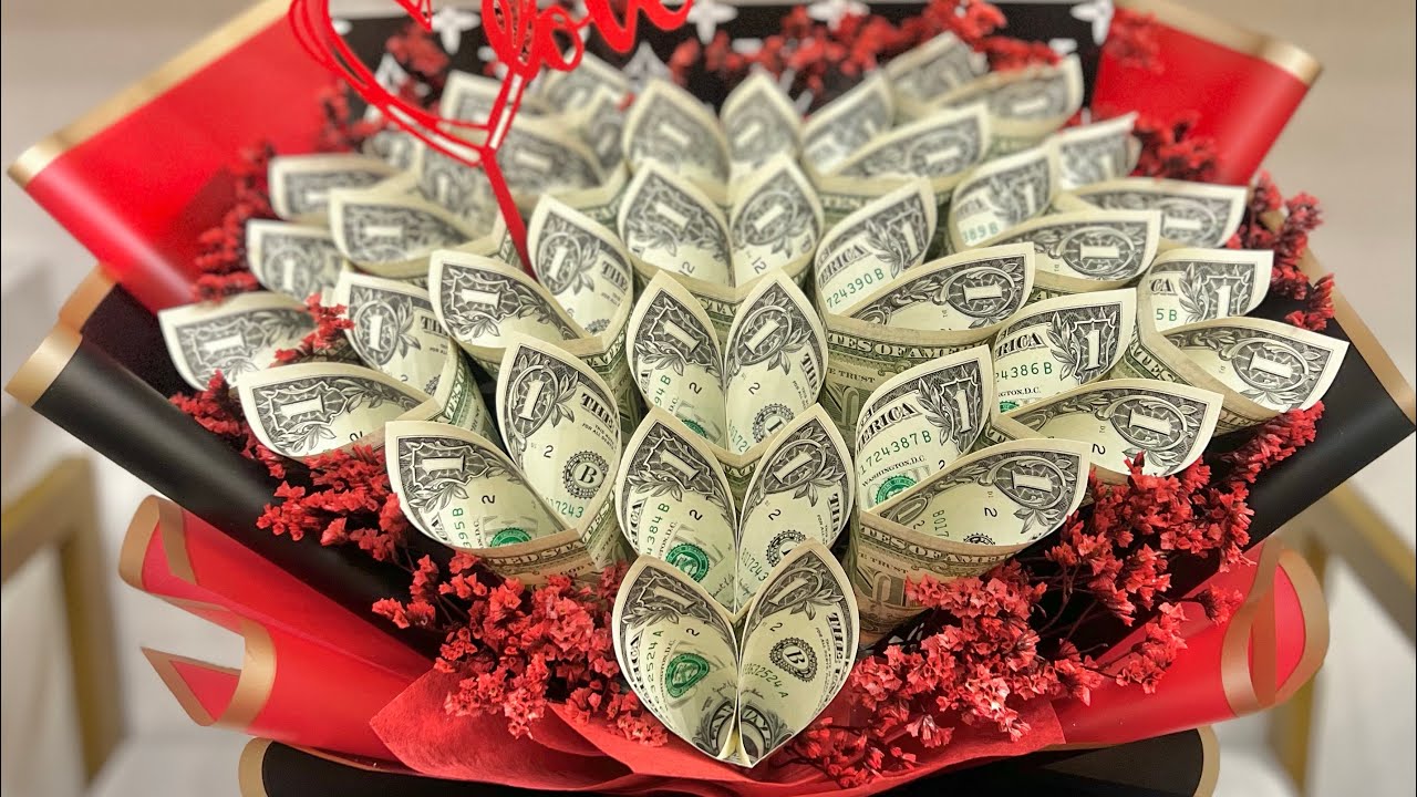 LIVE Tutorial Heart Shape Money Bouquet by KK HOUSE - YouTube