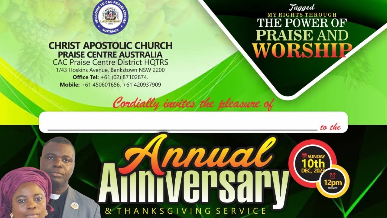 Sunday Worship (2023 CAC Praise Centre Anniversary) CAC Praise Centre ...