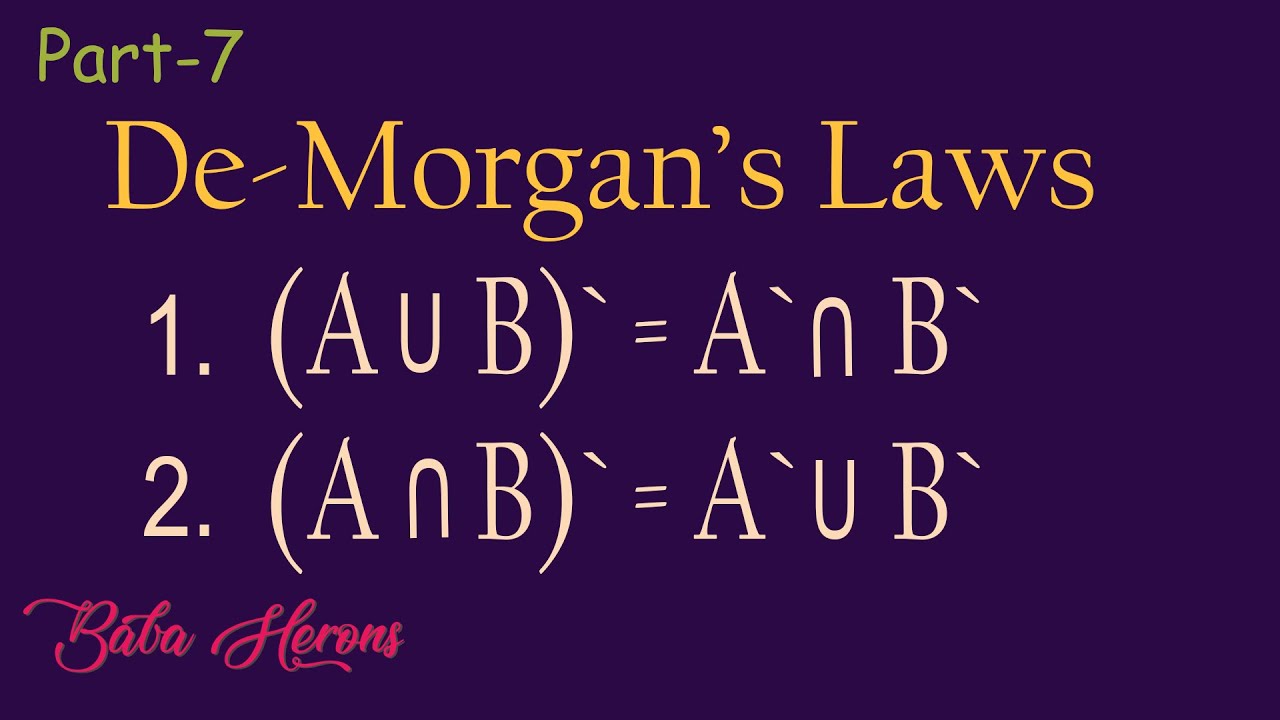 7. De-Morgan's Laws and its proof. - YouTube