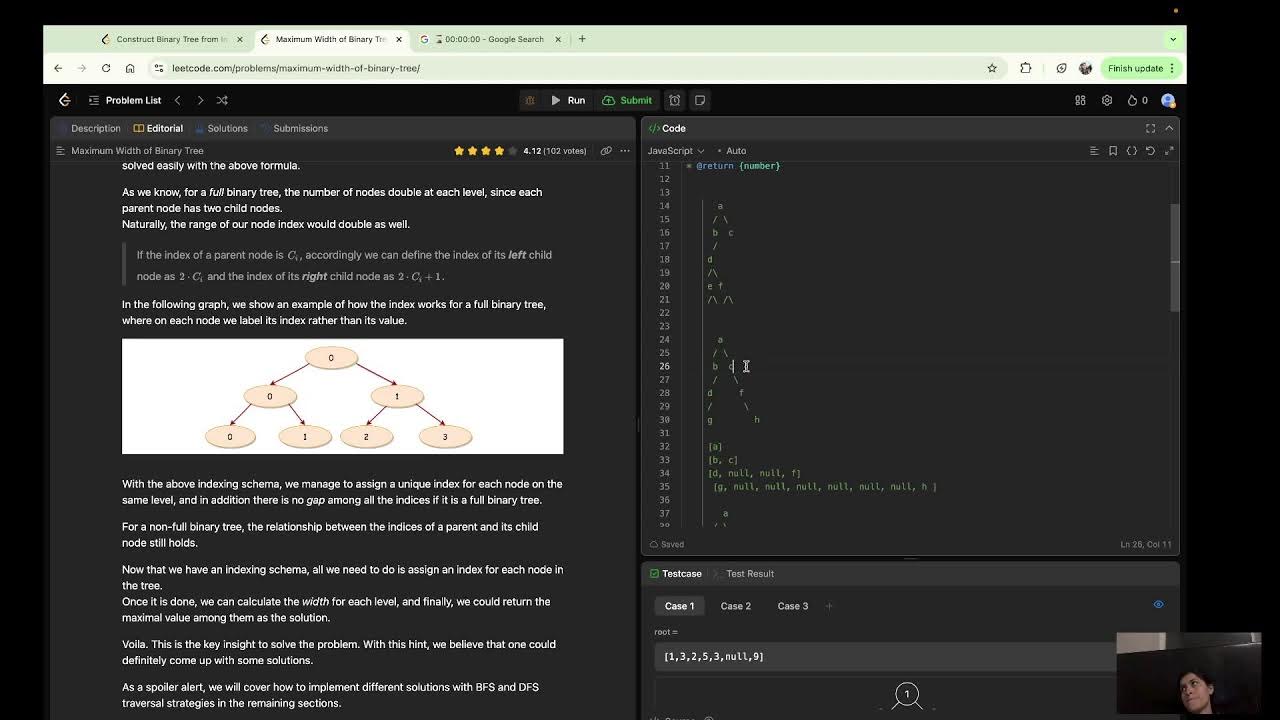 662. Maximum Width of Binary Tree #liveWhenSolvingFirstTime - YouTube