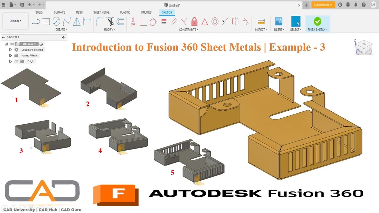 Introduction to Fusion 360 Sheet Metals | Example - 3 | Enclosure ...