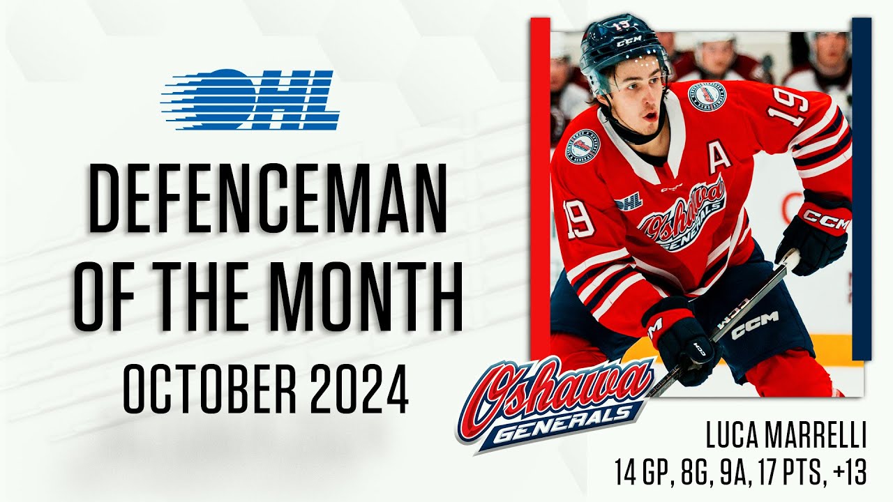 Generals' Luca Marrelli named OHL Defenceman of the Month (October 2024 ...