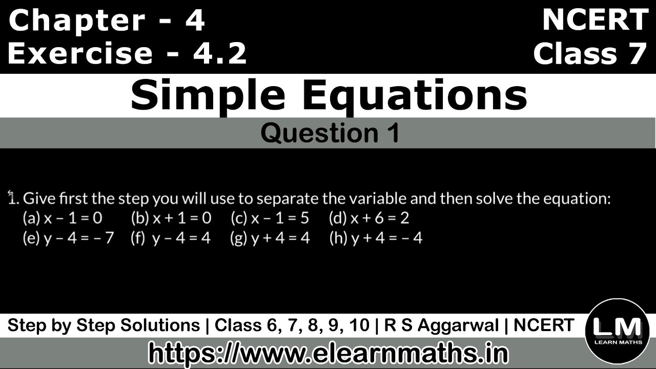 Simple Equations Class 7 Exercise 4 2 Question 1 NCERT Learn Simple Equations Class 7 Exercise 4 2 Question 1 NCERT Learn
