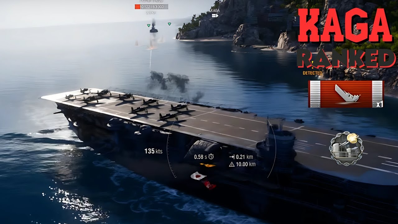KAGA - Aggressive position, Secondary kill and High damage - YouTube