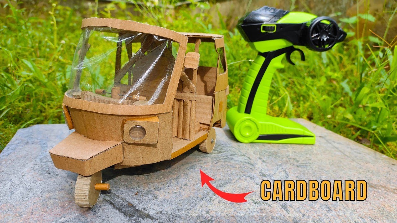 How to Make RC Auto Rickshaw With Cardboard at Home - YouTube