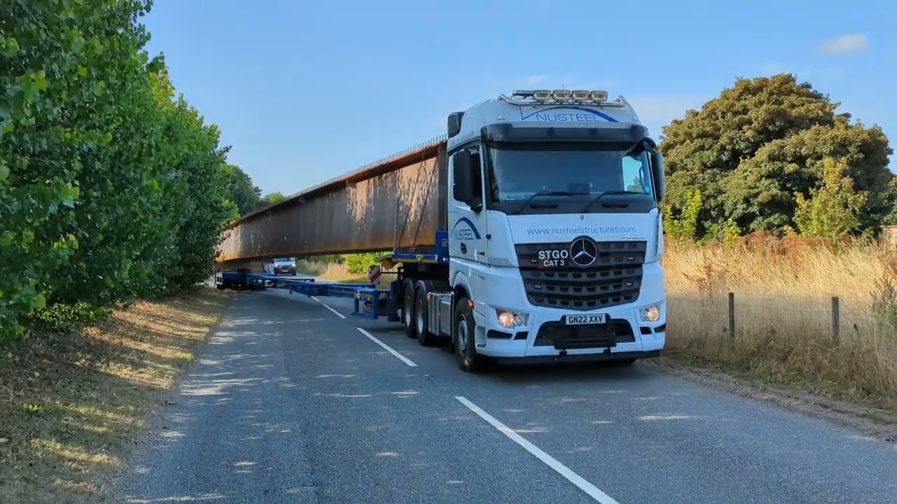 Roade Bypass Beams Out For Delivery - Nusteel Structures Ltd - YouTube