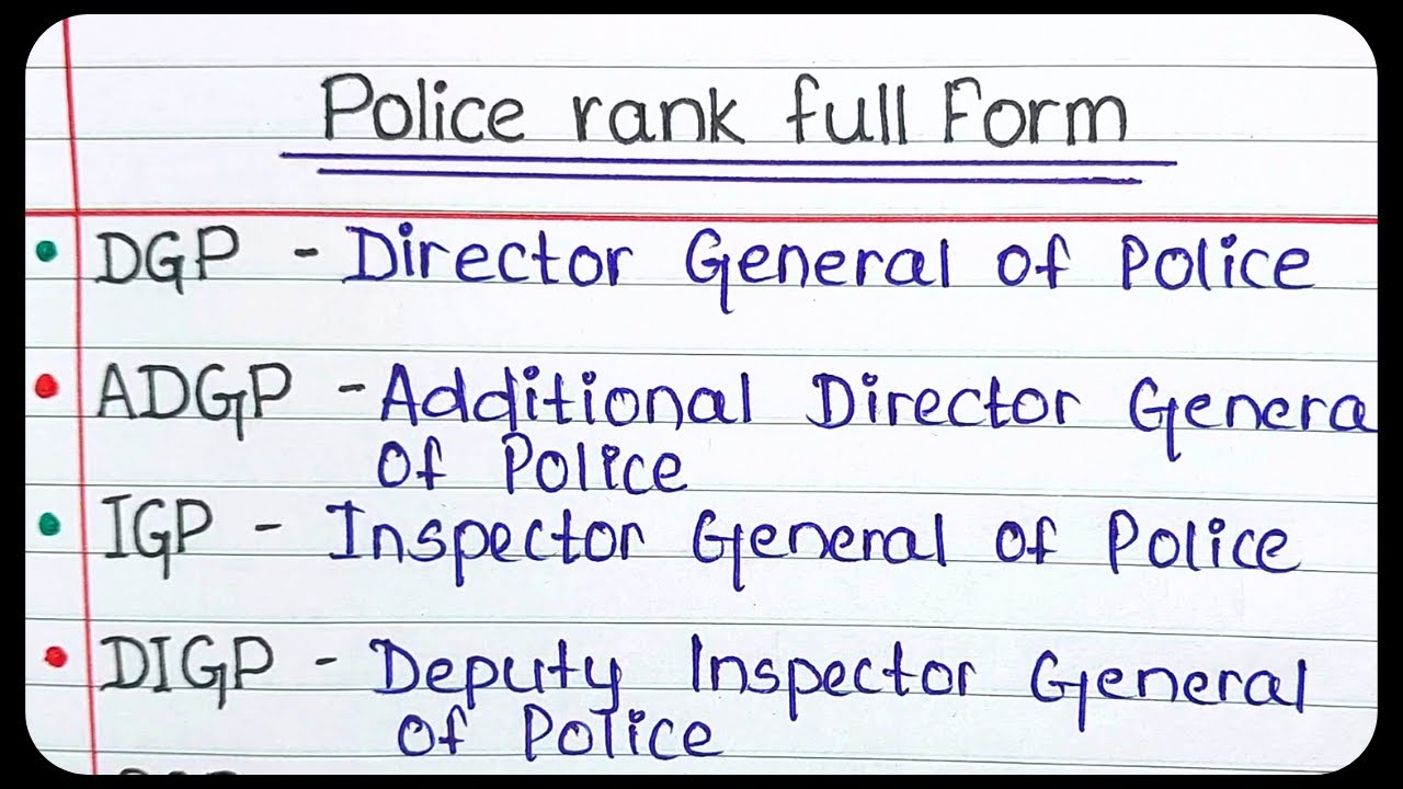 Police Ranks - Full Forms | Rank of Police Officers in India | Indian ...