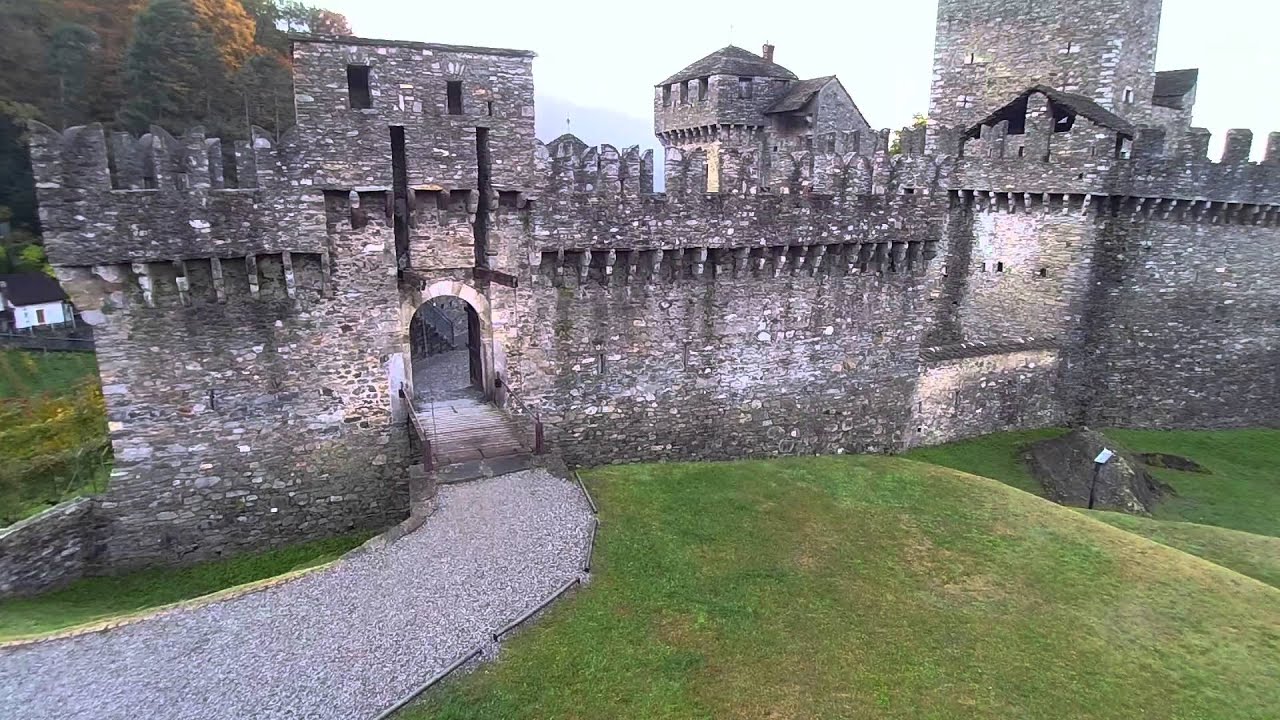 Aerial drone video of Montebello Castle, Bellinzona - Switzerland - (HD ...