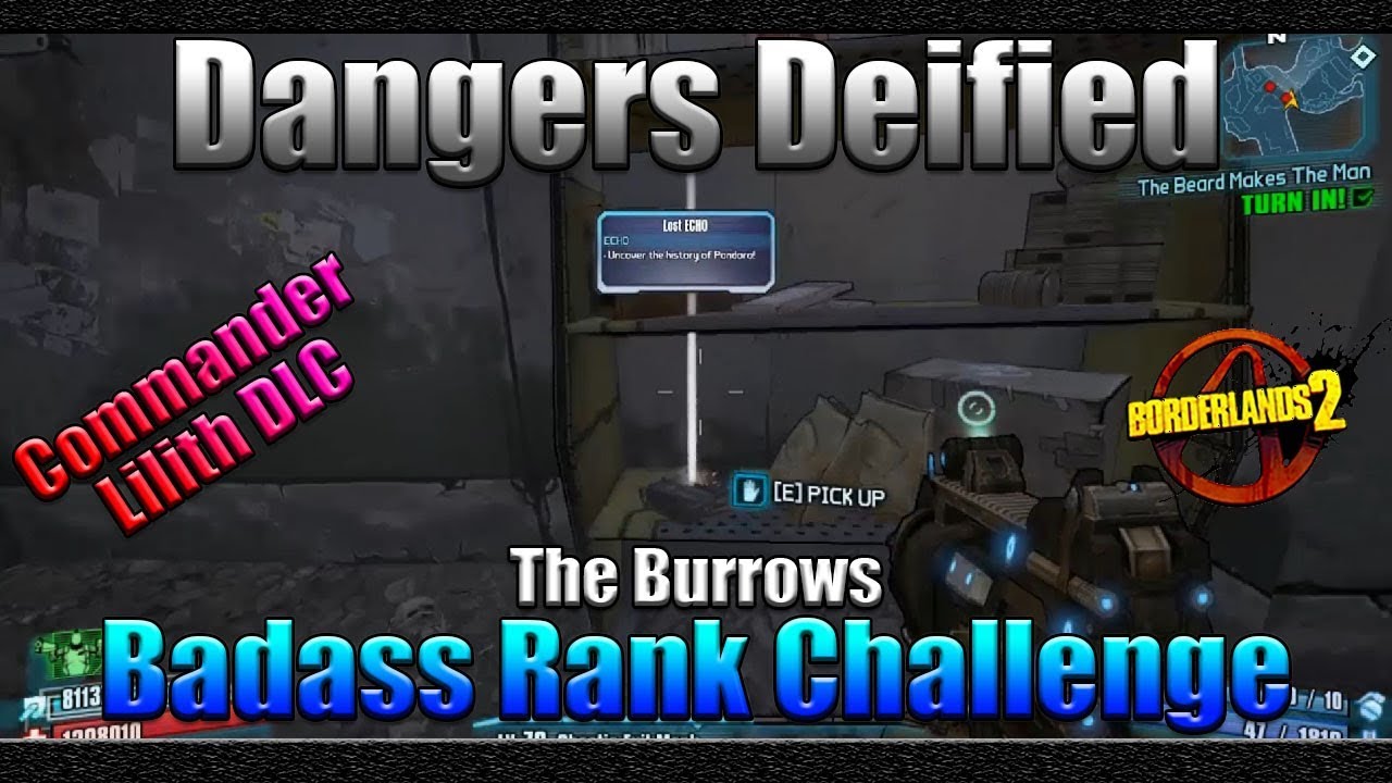 Borderlands 2 | Dangers Deified | The Burrows | Badass Rank Challenge ...