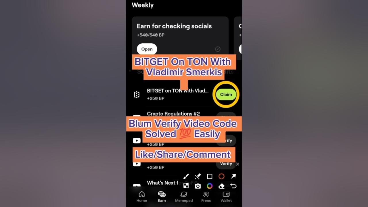 BITGET On TON With Vladimir Smerkis | Blum Verify Video Code Solved 💯 Easily | Blum | paws | # ...