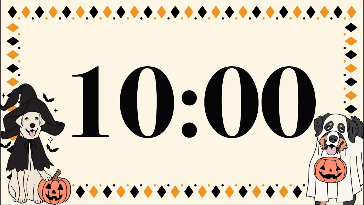10 Minute Fun Halloween Dogs Timer (No Music, Spooky Piano Alarm at End ...