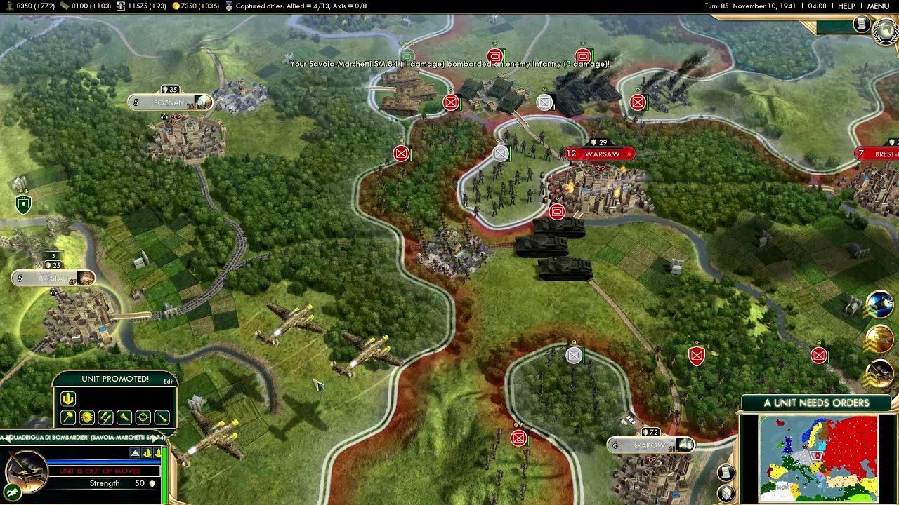 Civ 5: R.E.D. WWII Gameplay Timelapse 6 - YouTube