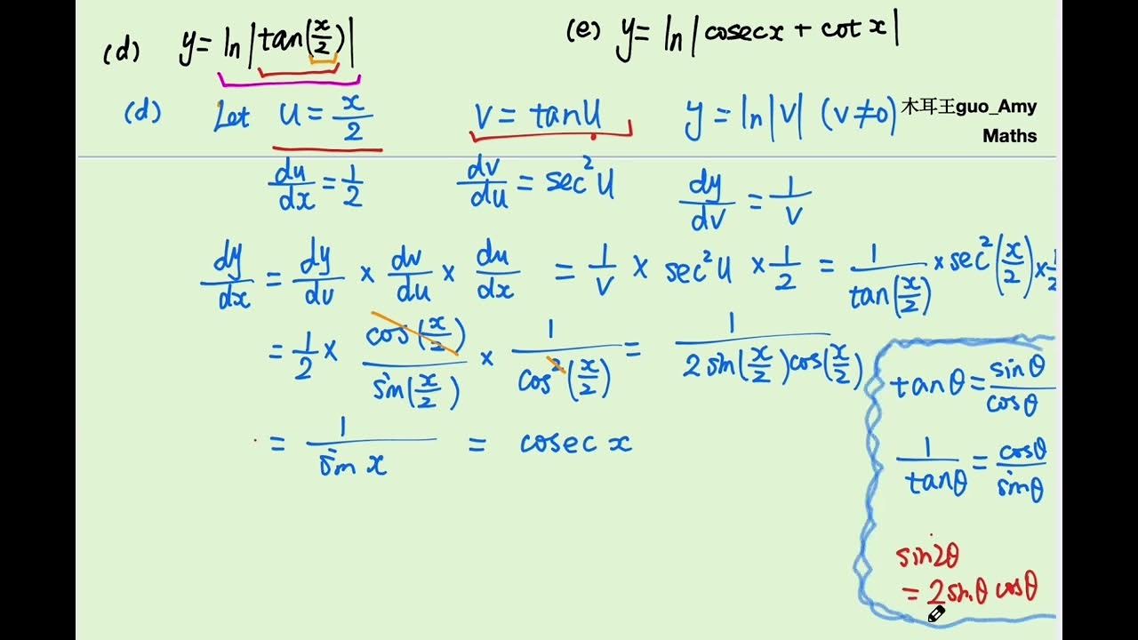 SMU4T1004(f) Derivatives of y=ln|x| with Trigonometric Functions (part 2) and Two Related ...