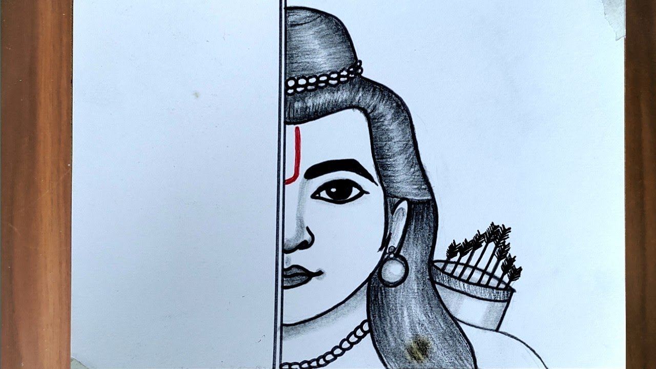 How to draw Shree Ram half face | Easy drawing for beginners ...