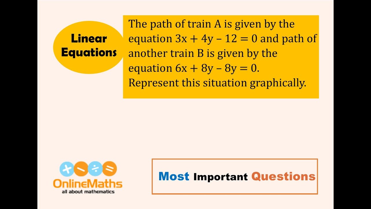 IX Linear Equations in two variables The path of train A is given by ...
