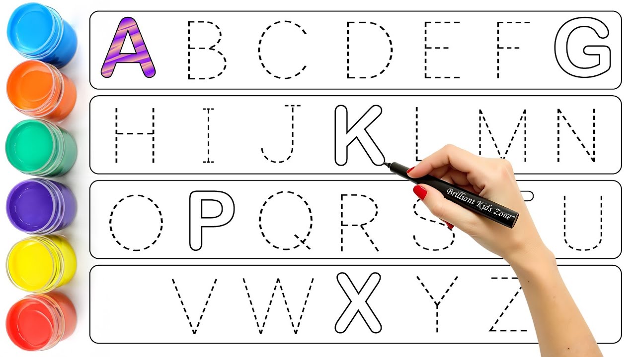 Alphabet, ABCD songs, ABCD, A to Z, colors for kids, writing with ...