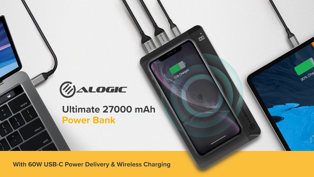 ALOGIC USB-C Power Bank Ultimate 27000mAh - 60W PD and Wireless ...