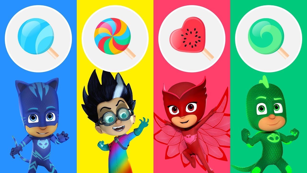Learn Colors With PJ Masks & Candy For Babies Kids - YouTube