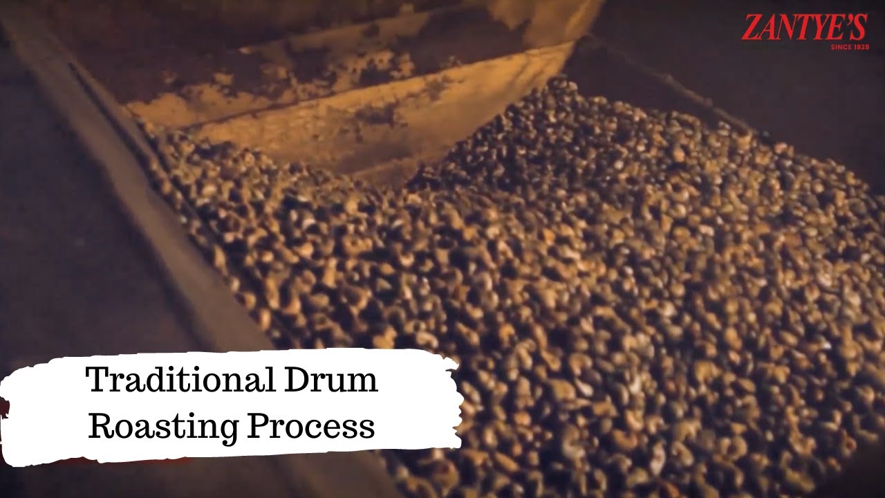 Traditional Drum Roasting of Cashews - YouTube