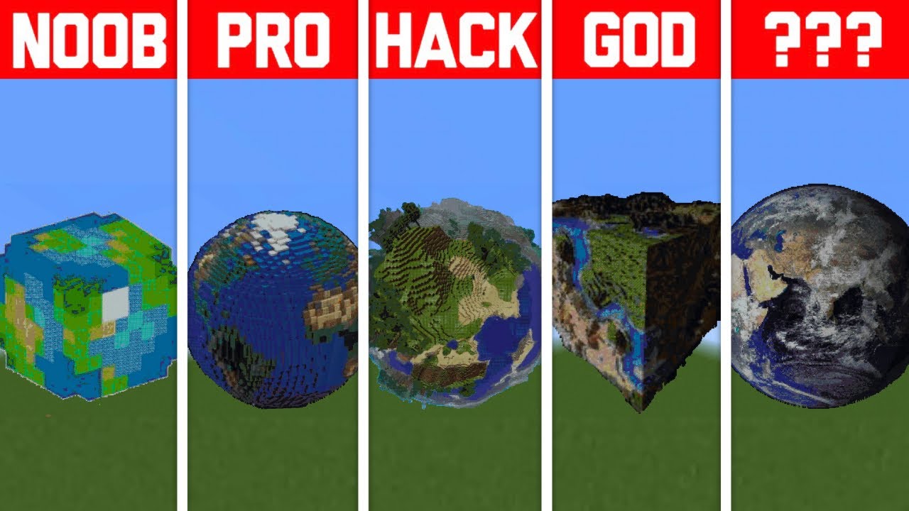 NOOB VS PRO VS HACKER Minecraft Pixel art Earth - YouTube