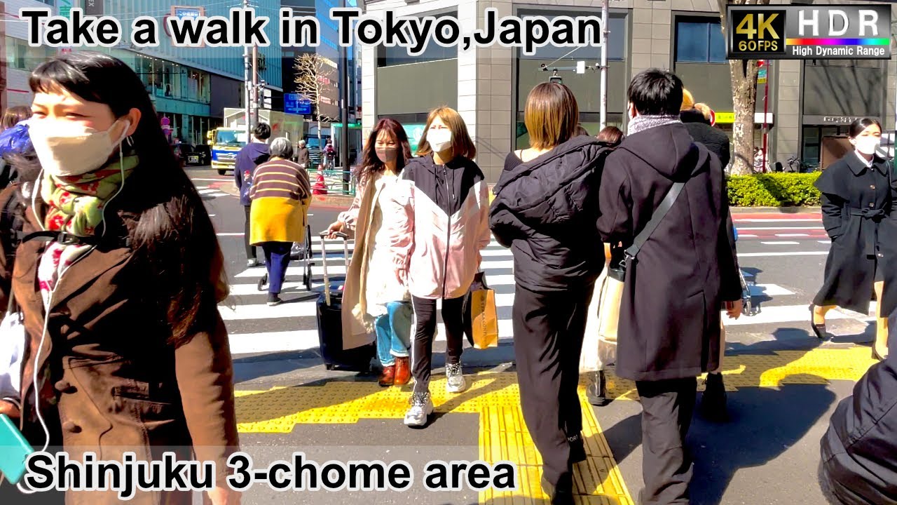4K 60fps HDR// Take a walk in Tokyo, Japan, Shinjuku gyoen→Shinjuku 3 ...