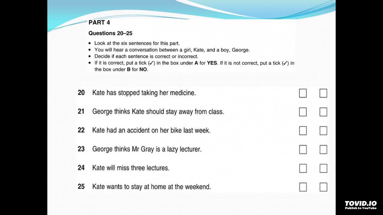 PET 2 Test 2 part 4 questions 20-25 - YouTube