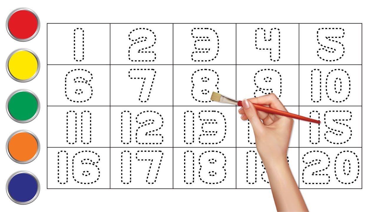 1 -20 for kids // Easy Drawing and Painting for Beginners // 123 ...
