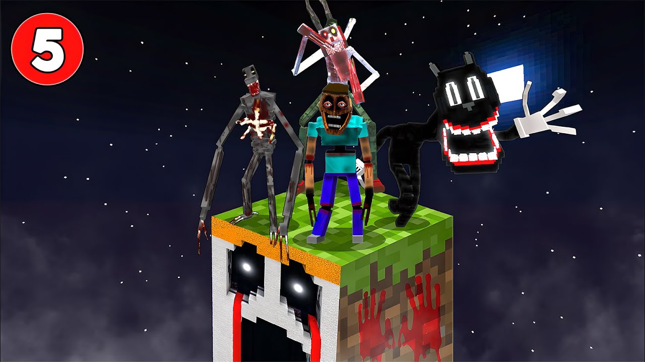 I Survived Most TERRIFYING CREATURE In Minecraft Horror ONE BLOCK #5 ...