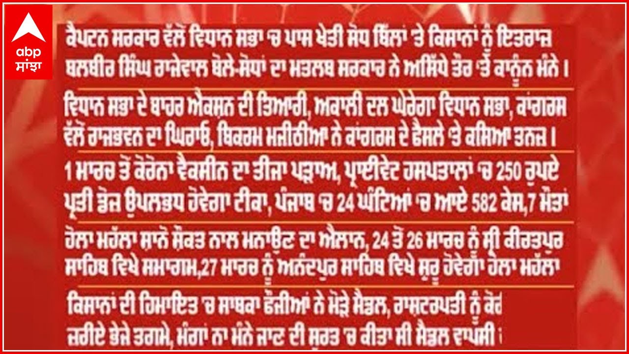 Headline of ABP Sanjha - 28-02-2021 - YouTube
