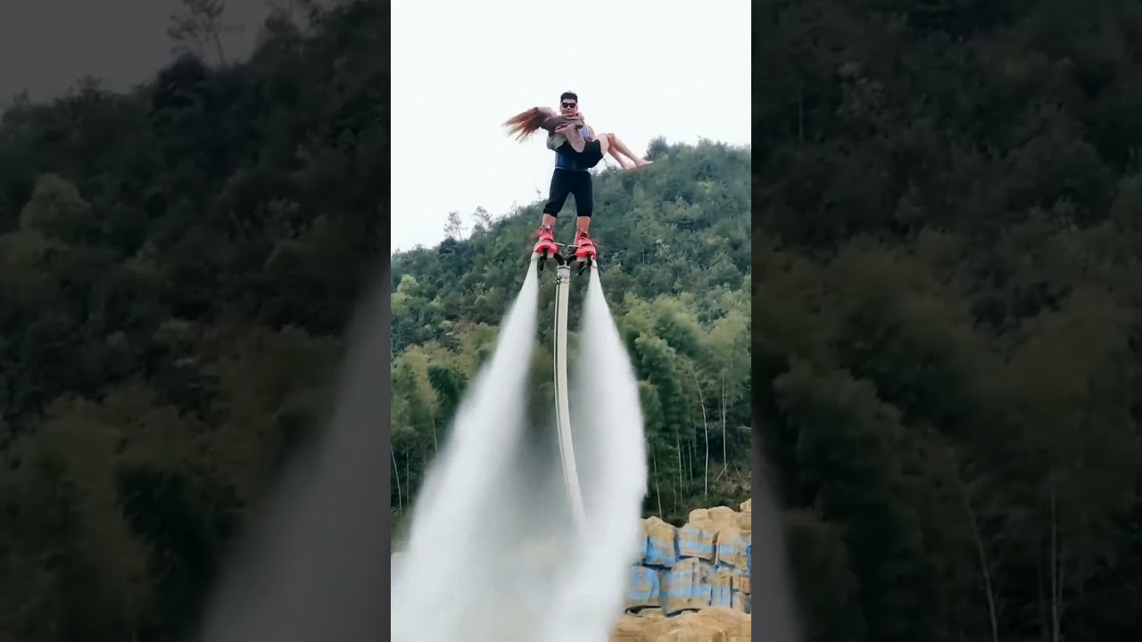 Waterpark flyboard water jetpack she really enjoy it - YouTube