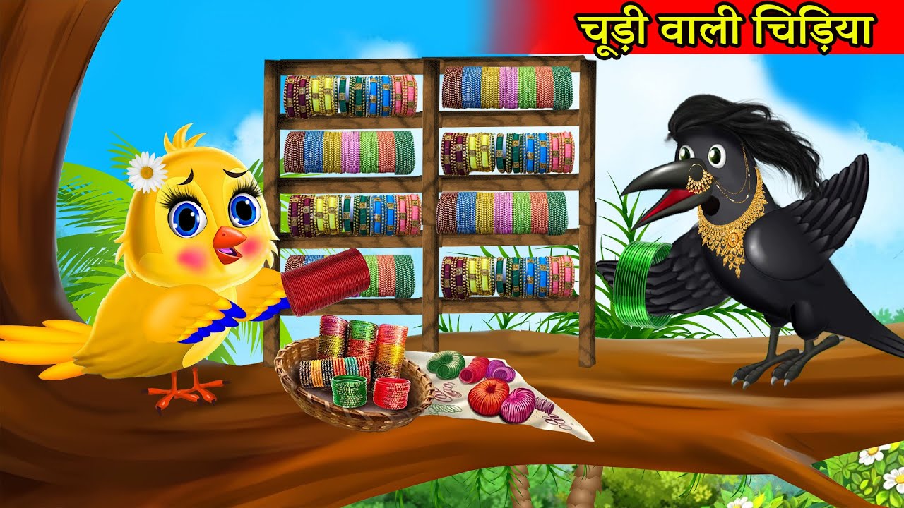 चूड़ीवाली चिड़िया | tuntuni chidiya wala cartoon | hindi cartoon kahani ...
