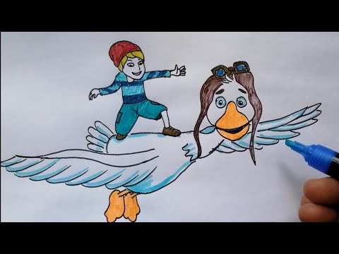 TRT çocuk Nils ve uçan kaz çizimi - 2 Çocuklar için çizim ve boyama videoları