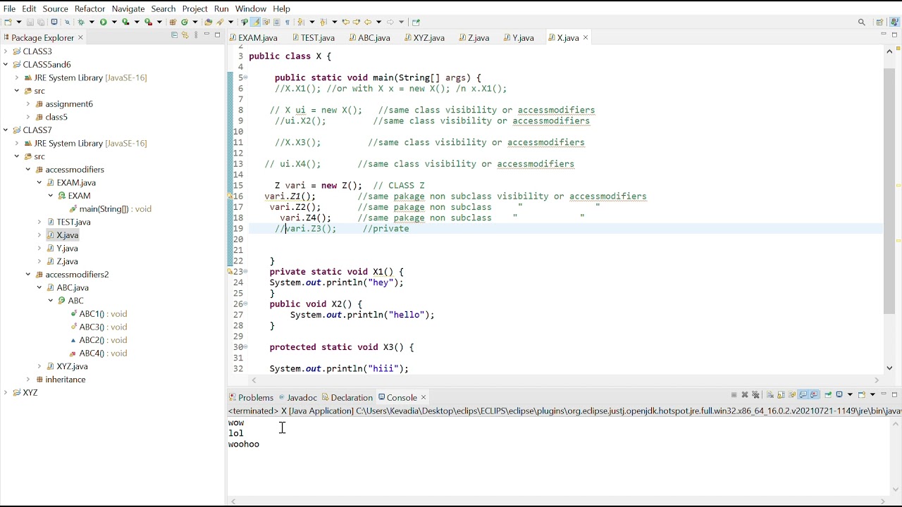 Use Of All Access Modifiers Concepts From Same And Different Packages Different Classes