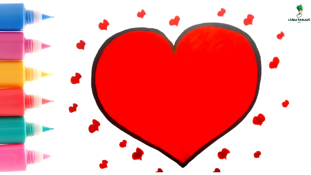 Drawing Heart | Super Easy | Painting, Coloring for Kids & Toddlers Let ...