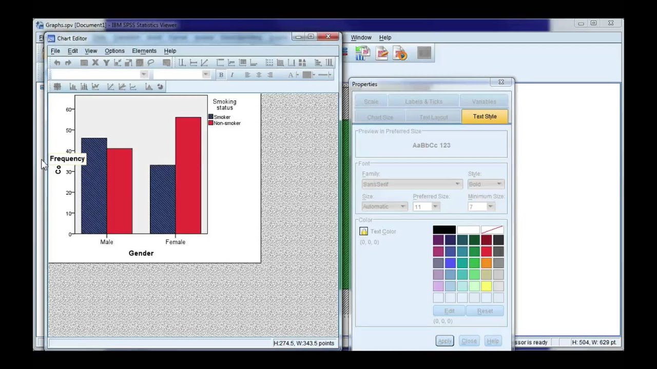 Edit a chart in an SPSS output file, Ex 1 (clustered bar chart) - YouTube