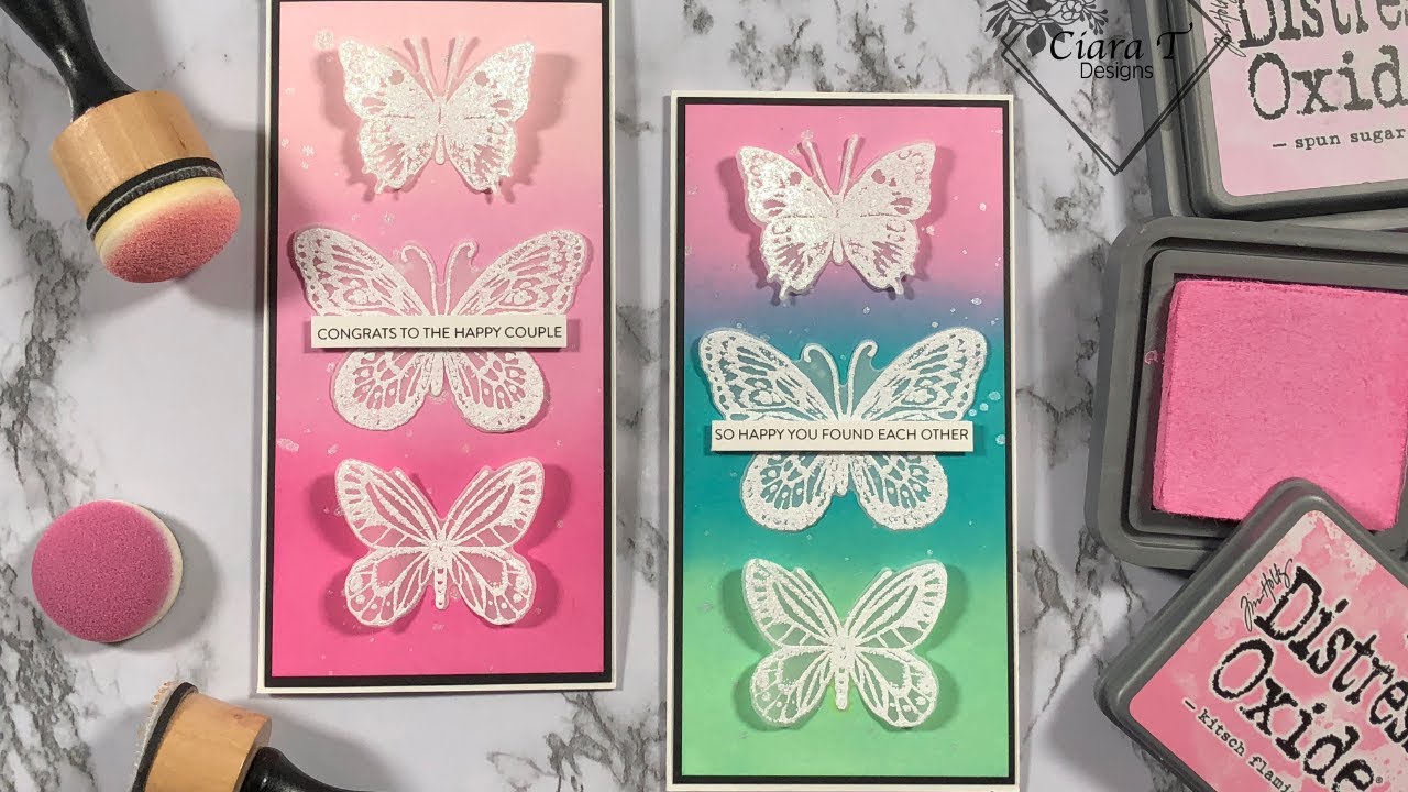 Distress Oxide Ink Blended Mini Slimline Cards and Envelopes - YouTube