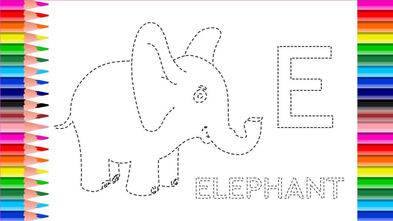 E for Elephant || Learn ABCD for kids || Drawing and Coloring for kids ...