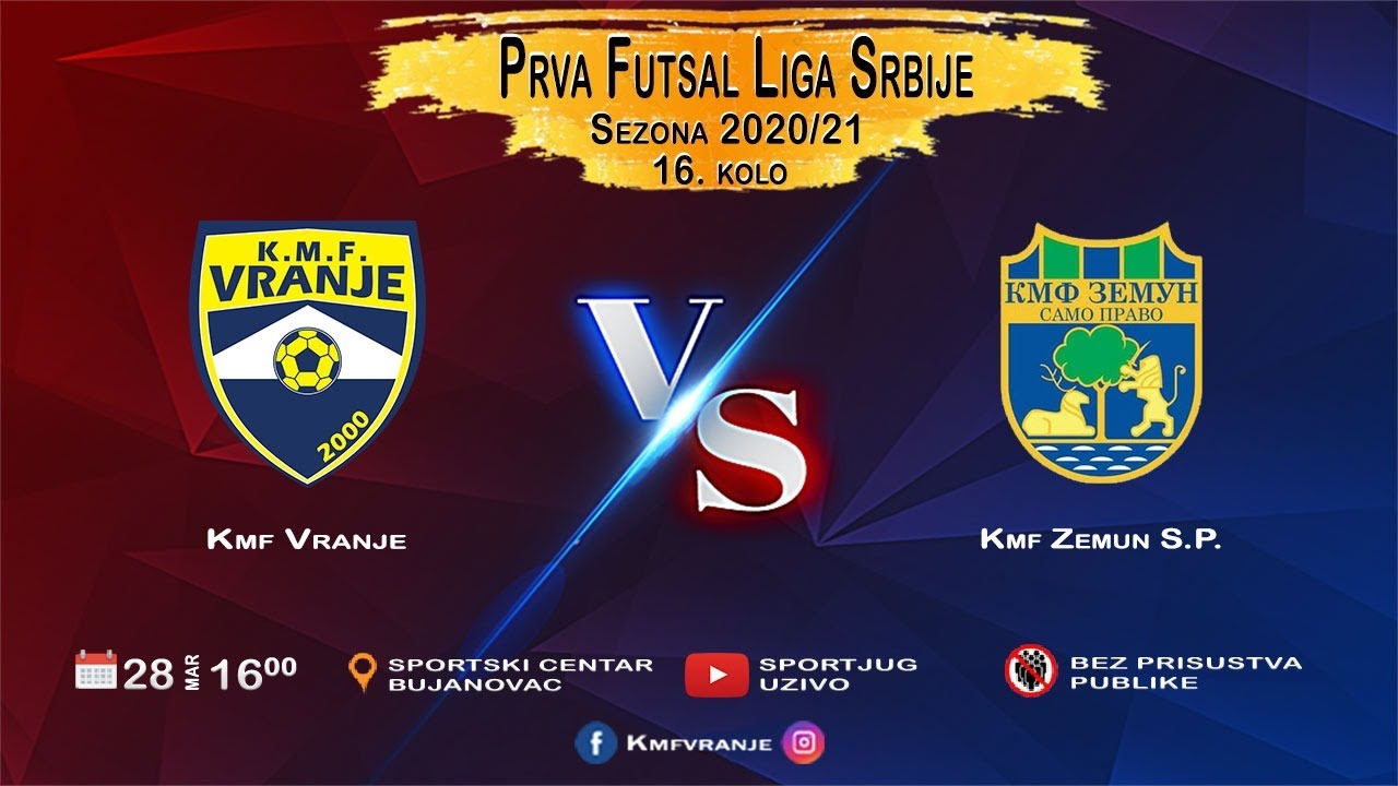 PFLS / 16. kolo / Kmf "Vranje" - Kmf "Zemun Samo Pravo" #UZIVO HD - YouTube
