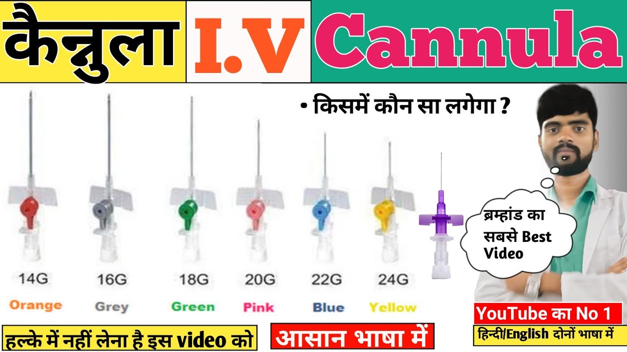 Types of iv Cannula || कैन्नुला प्रकार || Uses,Gauge,flowrate, Diameter ...